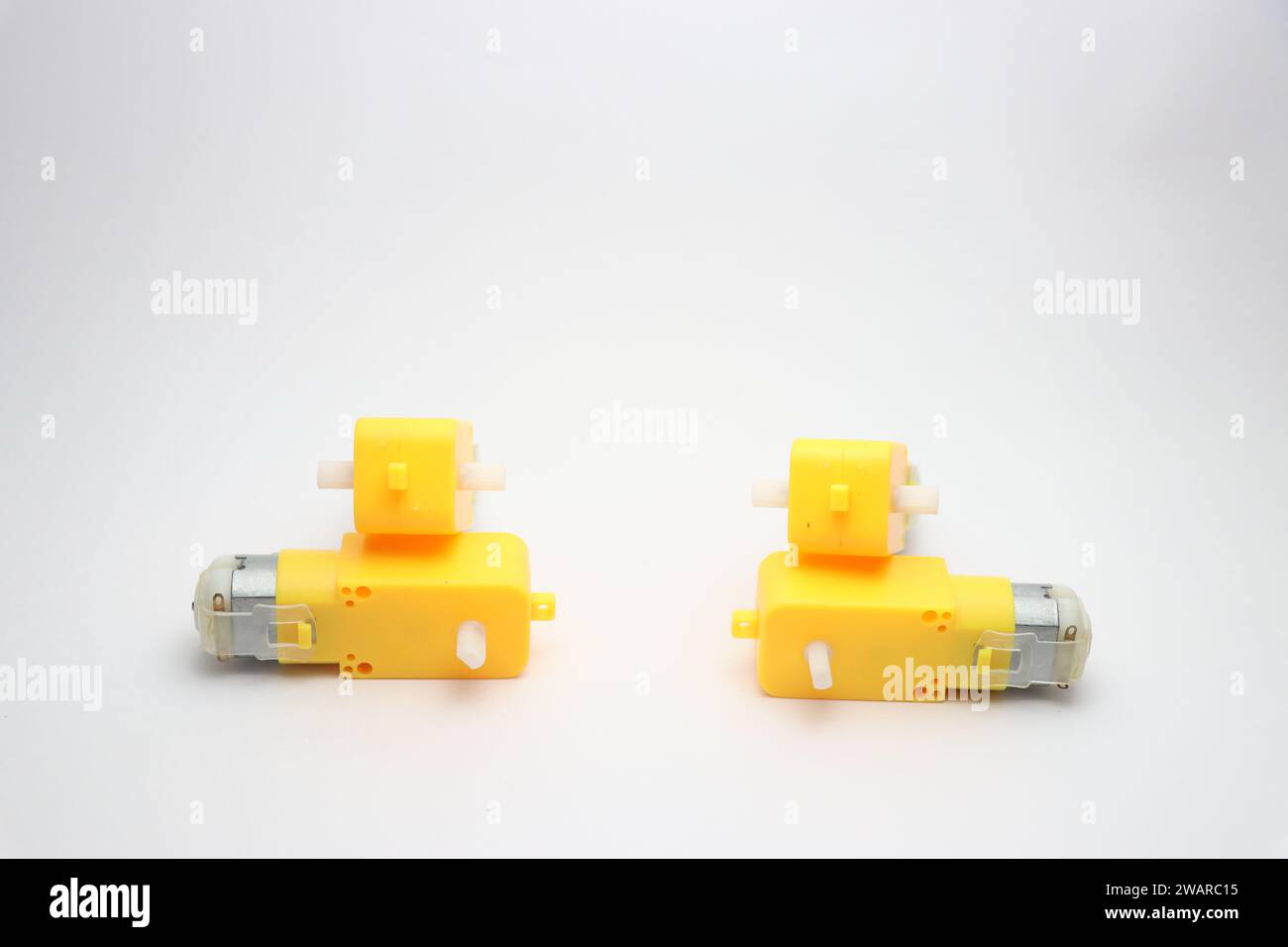 BO motor or geared dc motors with dual shaft isolated on white ...