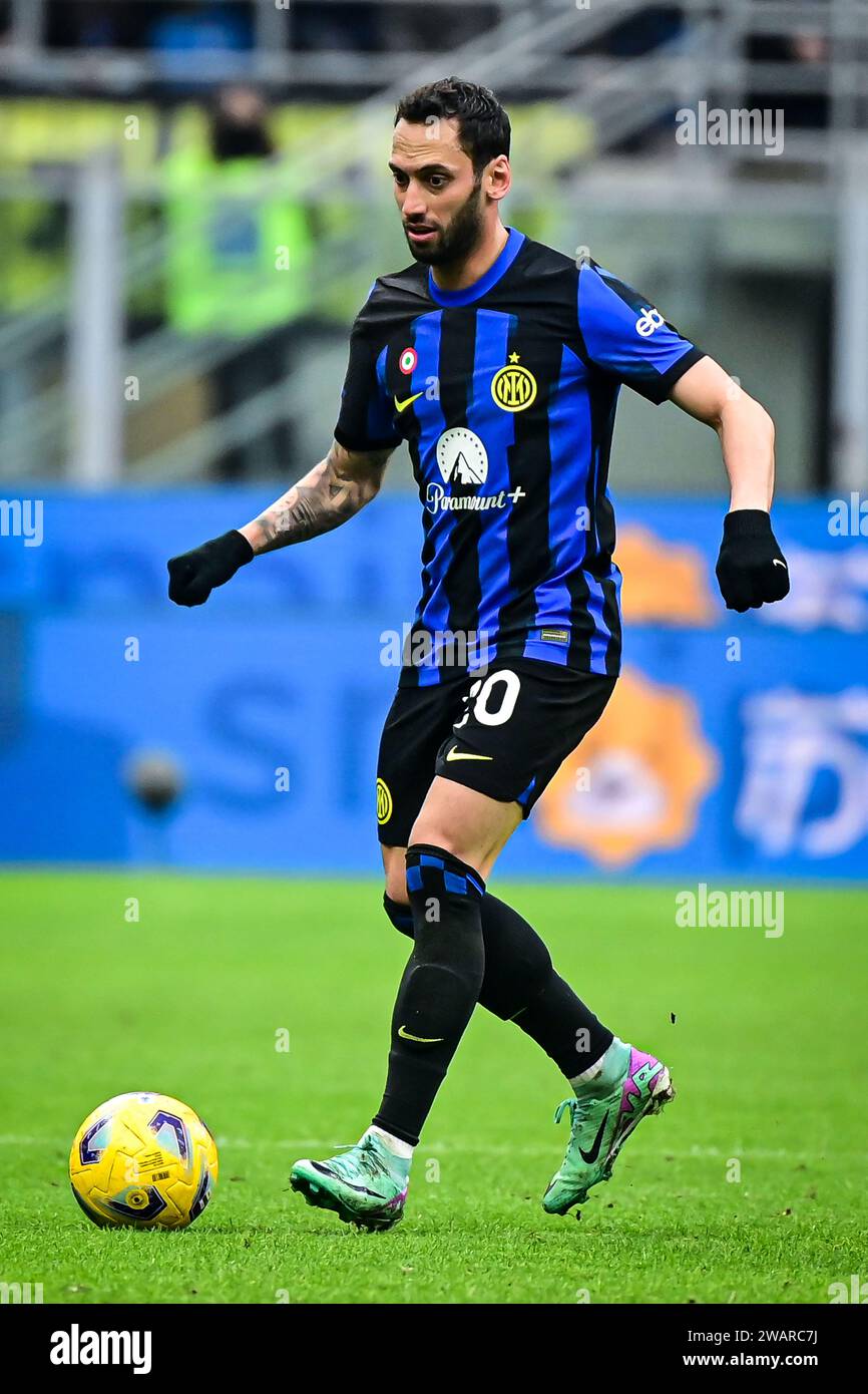 Milan, Italy. 6th Jan 2024. Inter Milan's Turkish midfielder #20 Hakan ...