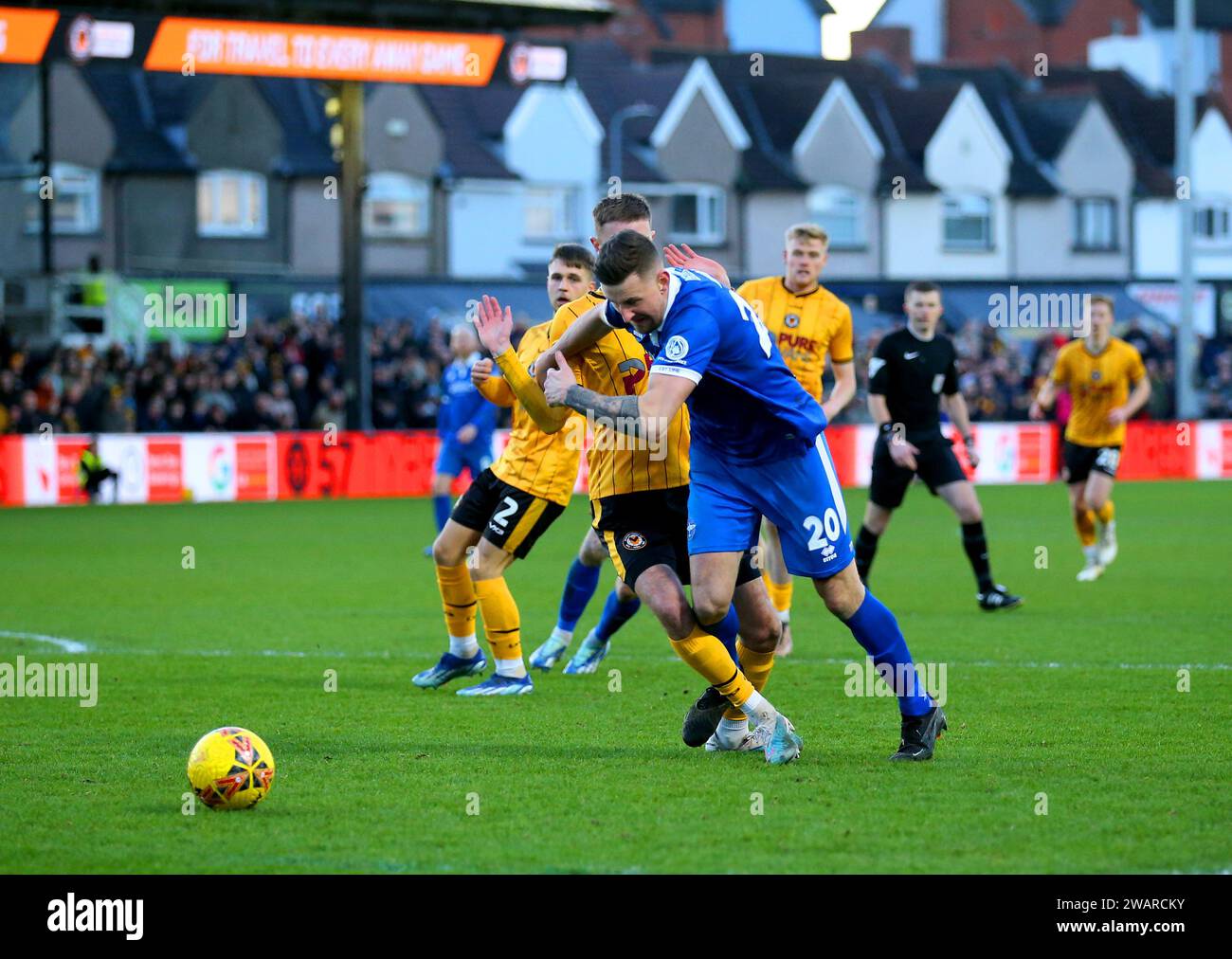 Eastleigh's Scott Quigley goes down in the box following a challenge ...