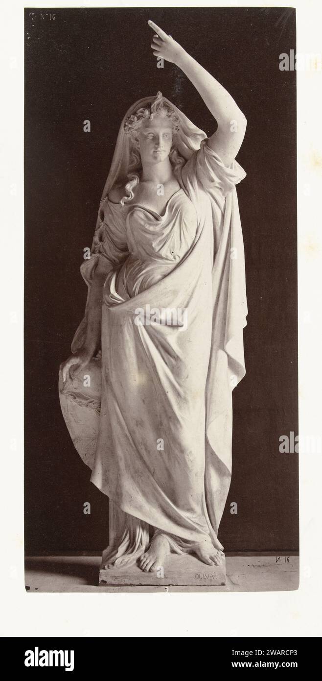 Marble image of a woman in robe partially draped over the head., C ...