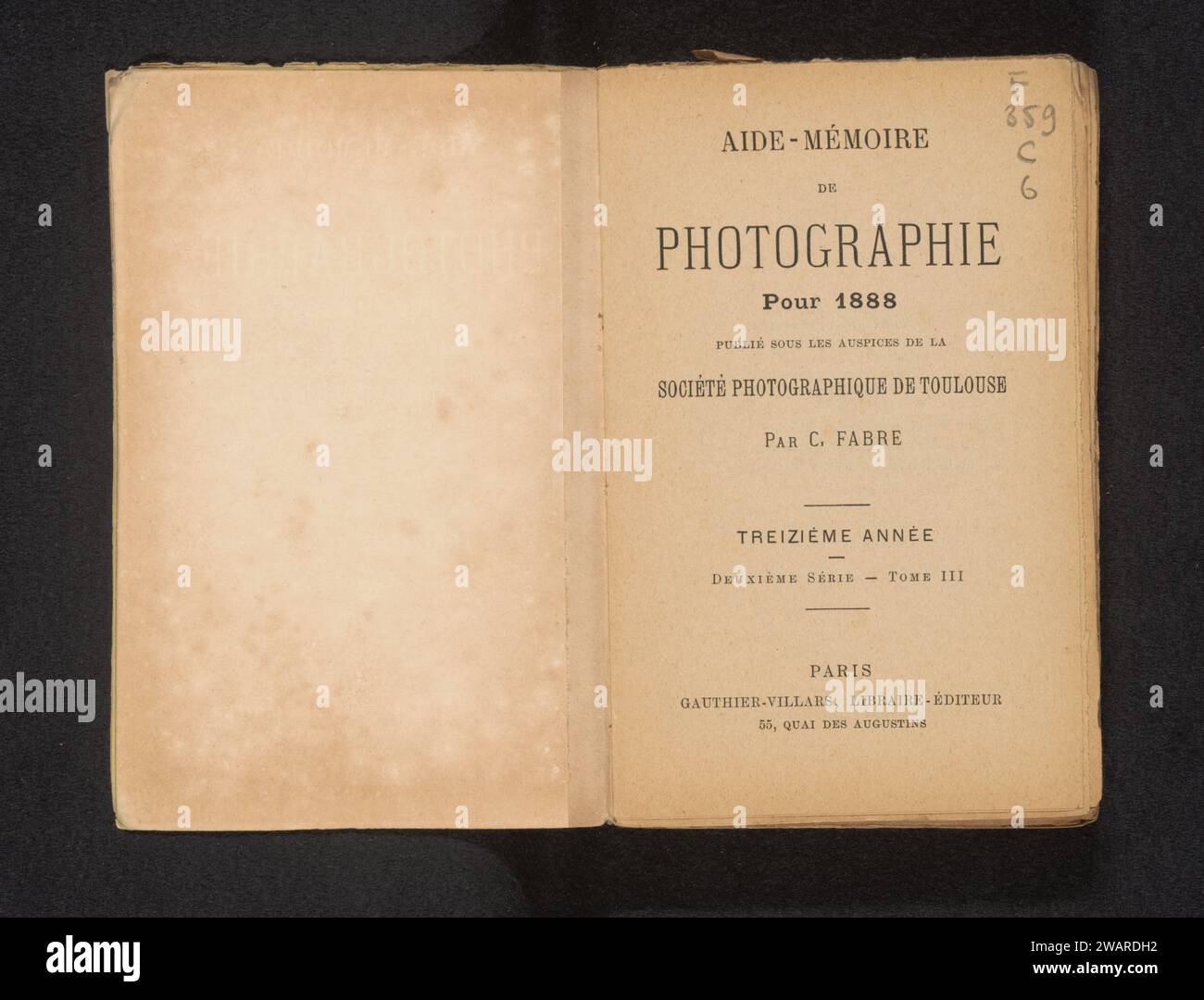 Photography assistant for 1888, C. Fabre, in or before 1888 book Paris ...
