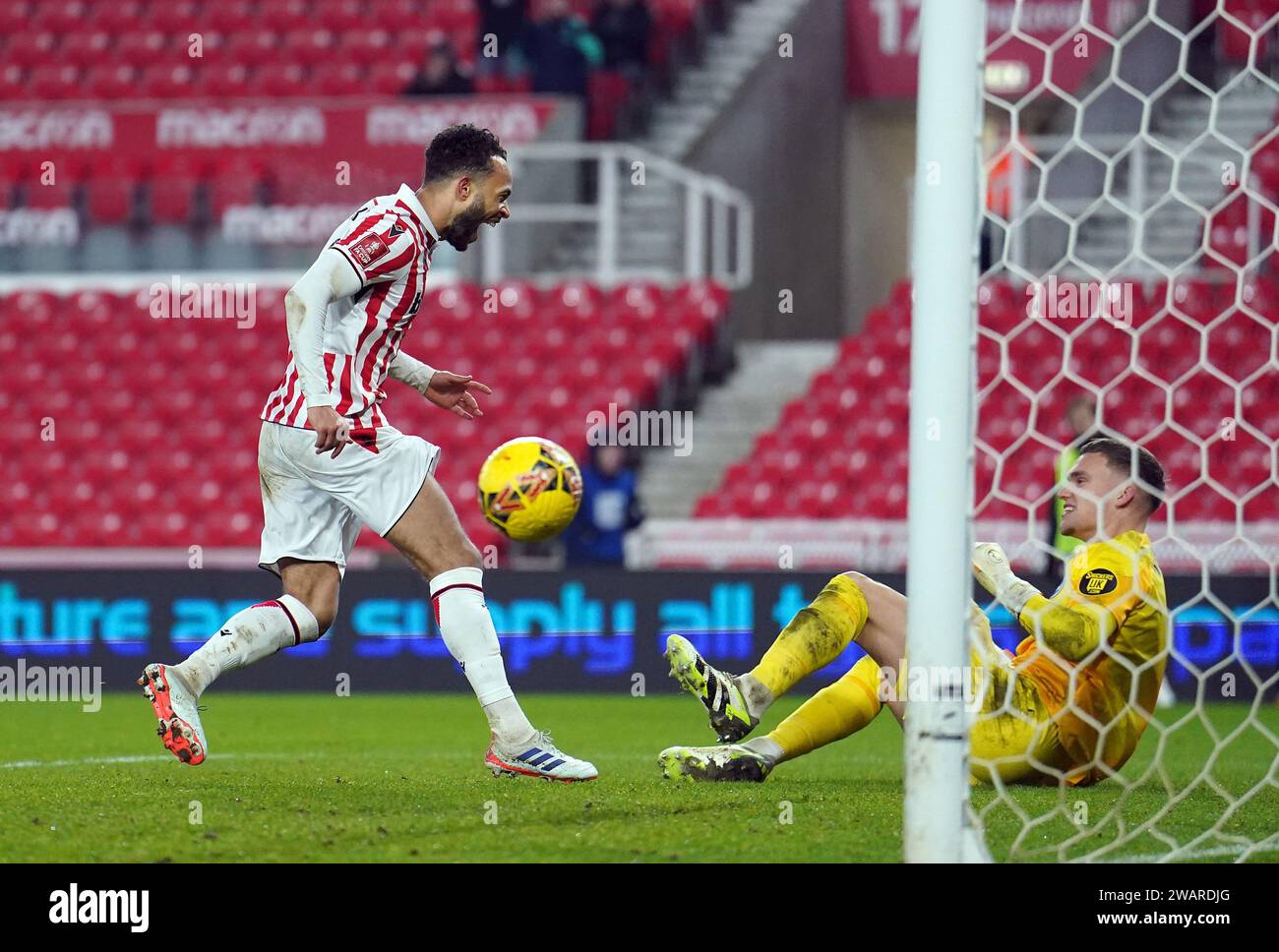 Stoke City's Lewis Baker celebrates scoring their side's second goal of ...
