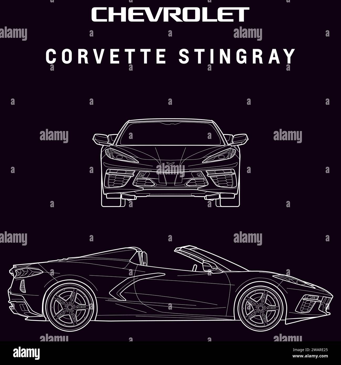 Chevrolet Corvette Stingray car blueprint Stock Vector Image & Art - Alamy