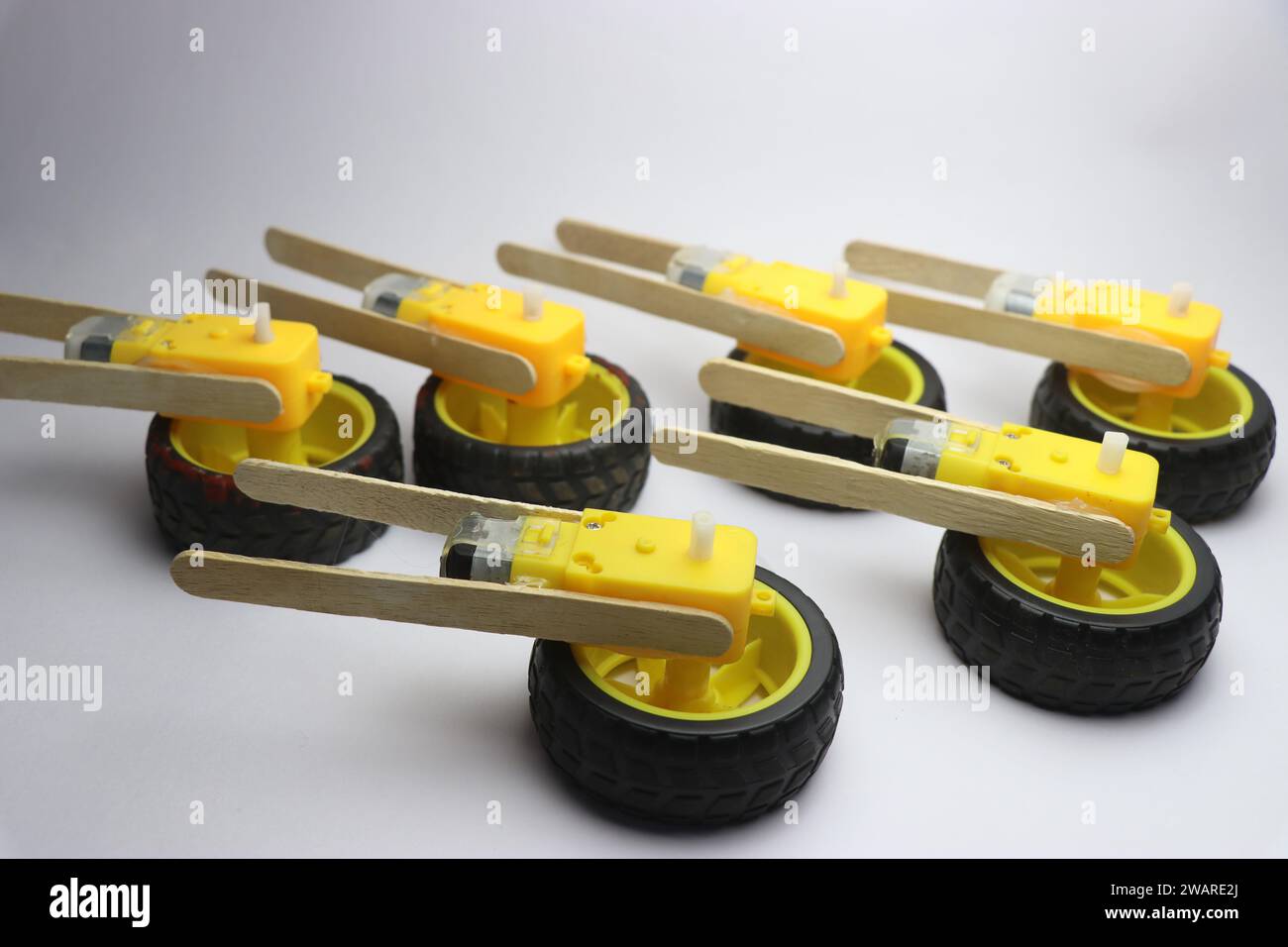 BO motor in group with the small rubber wheels attached to the shafts ...