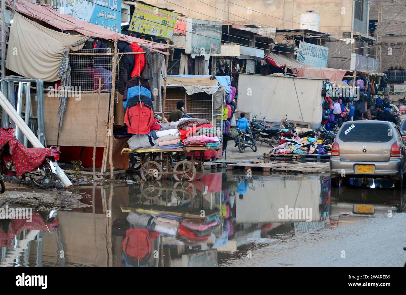 Inundated road by overflowing sewerage water, creating problems for ...