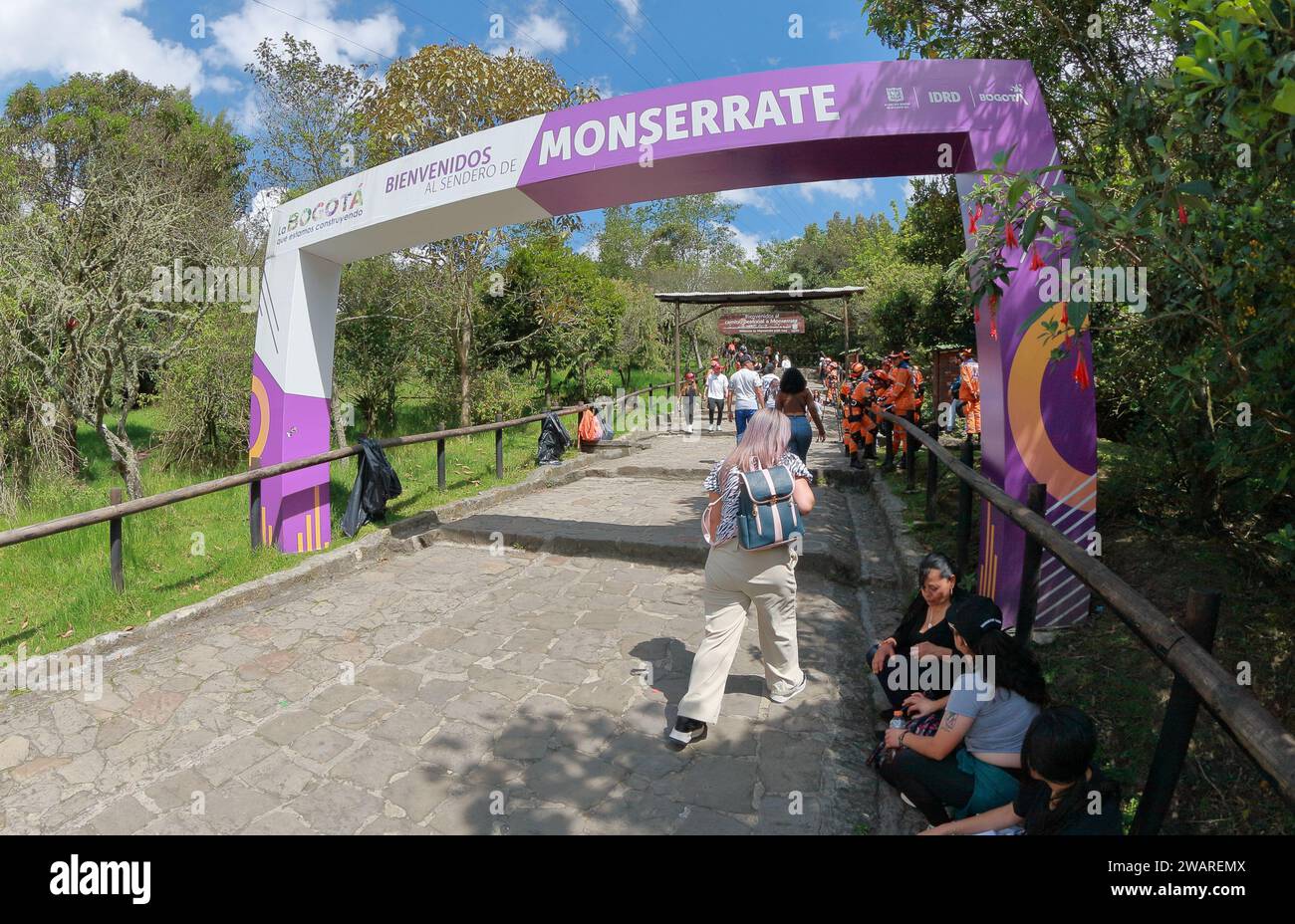 BOGOTA-COLOMBIA. 03-01-2024. Tourist climb the Monserrat hill in Bogota ...