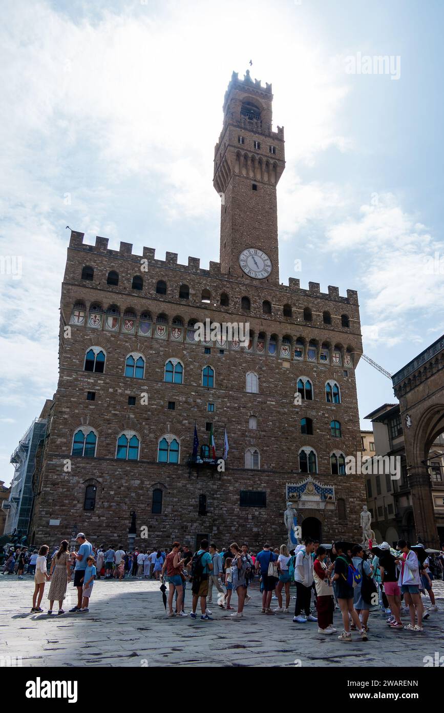 Florence, Italy, July 25, 2023. Palazzo Vecchio in Piazza della ...