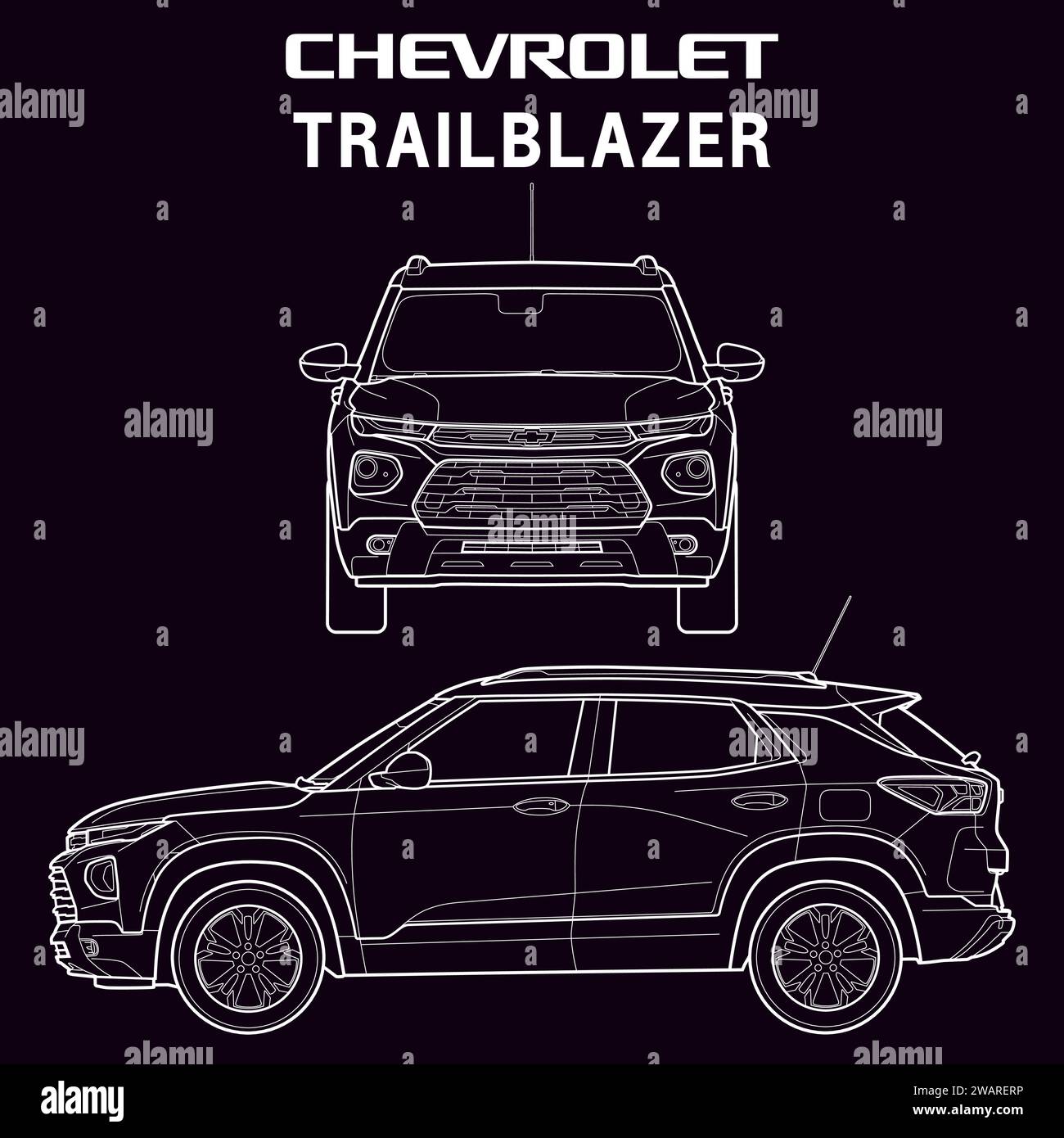 Chevrolet Trailblazer car blueprint Stock Vector Image & Art - Alamy
