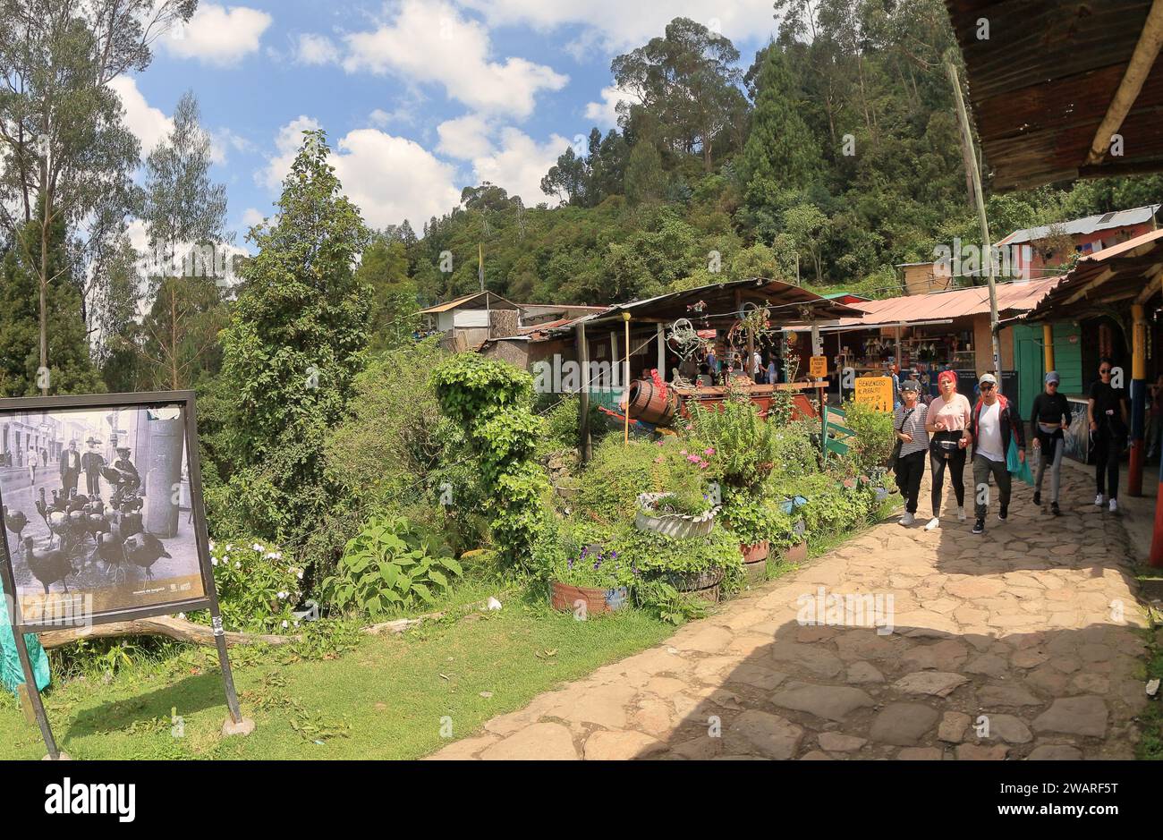 BOGOTA-COLOMBIA. 03-01-2024. Tourist climb the Monserrat hill in Bogota ...