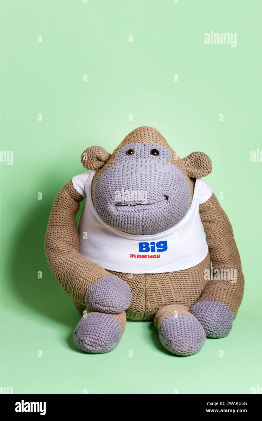 A large woven wool monkey or munkeh charachter cuddly toy. Manufactured ...