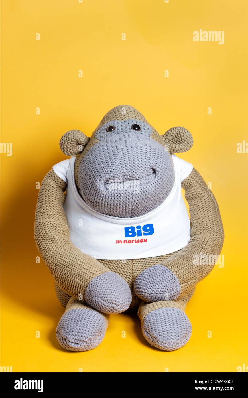 A large woven wool monkey or munkeh charachter cuddly toy. Manufactured ...