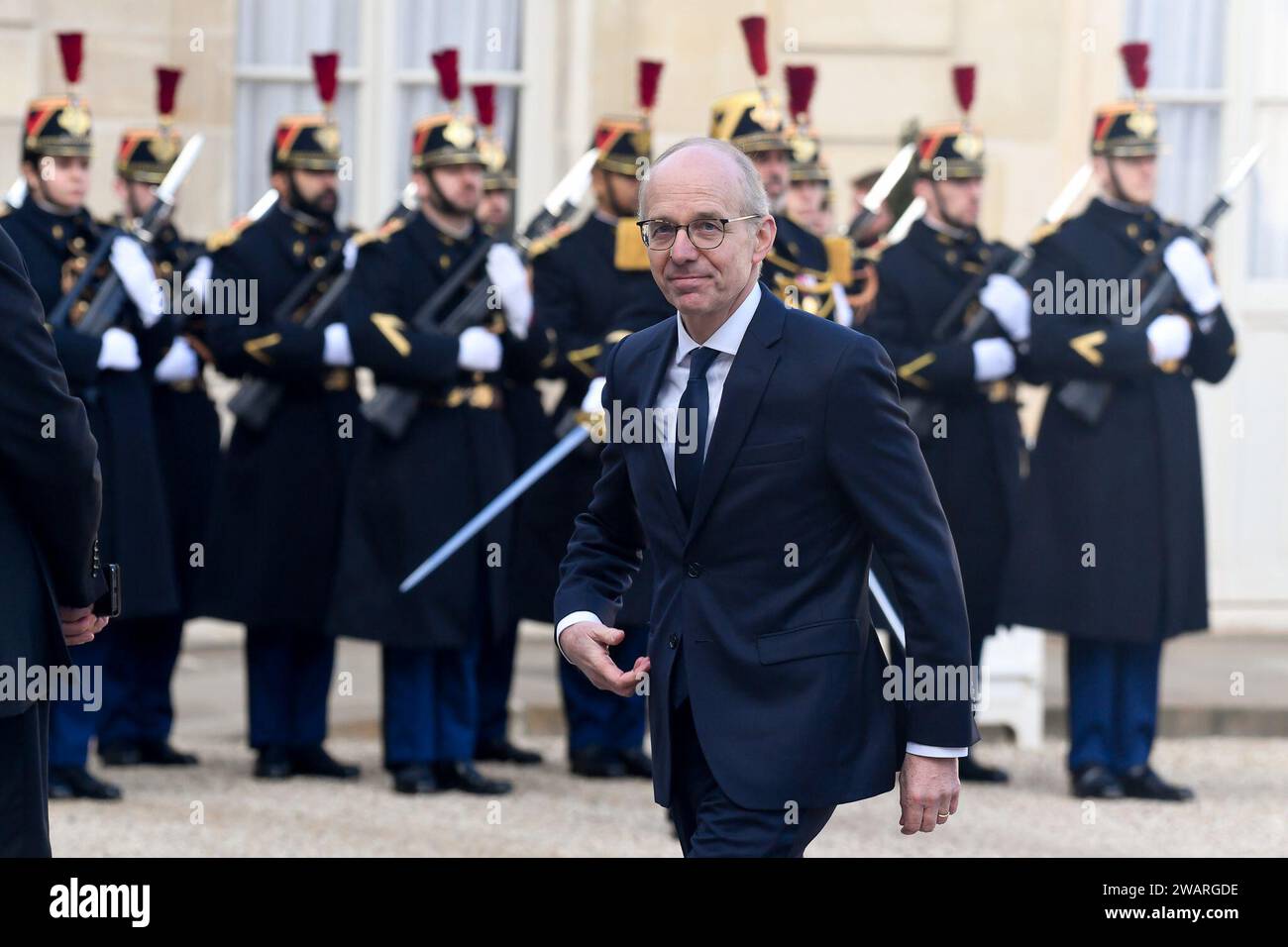 Luke Frideem arrives at the Elysee Palace after a ceremony for late ...
