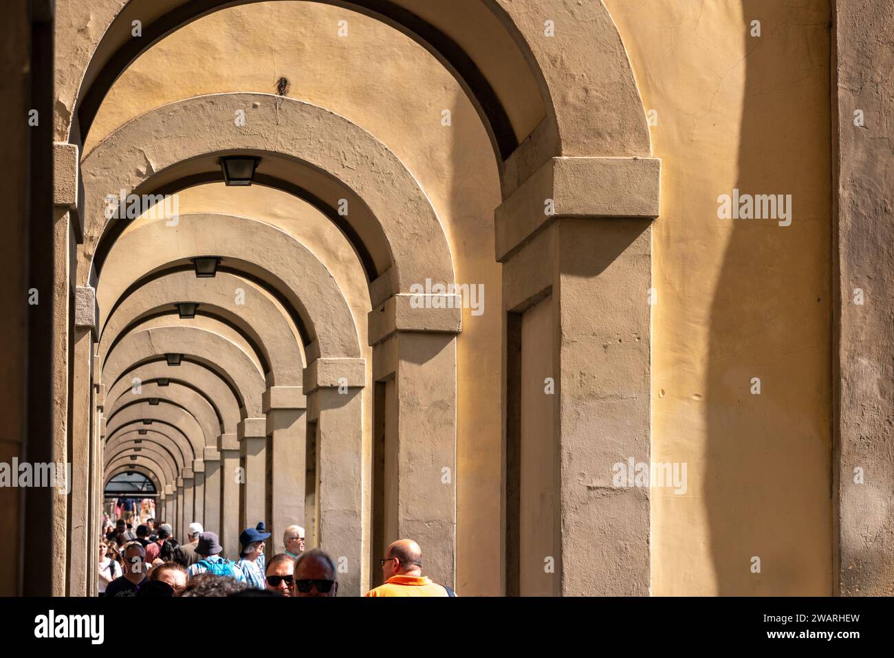 FLORENCE, ITALY - SEPTEMBER 21, 2023 - An archway near the Ponte ...