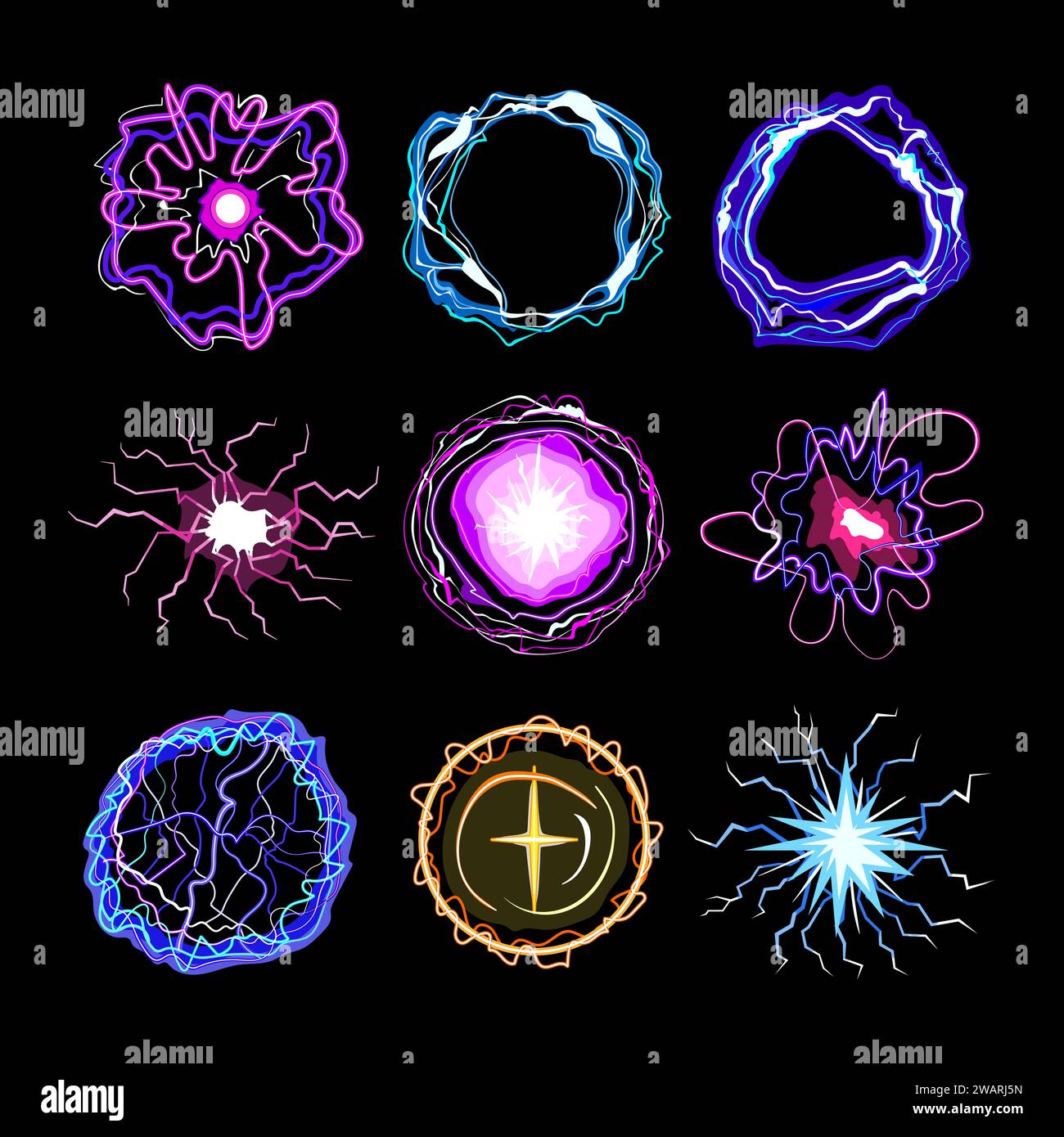 electric orb set cartoon vector illustration Stock Vector Image & Art ...