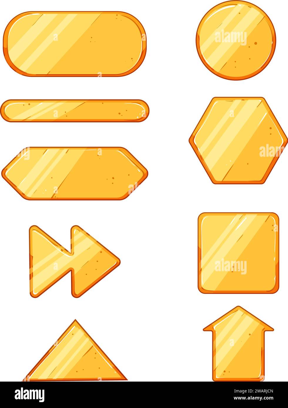 gold game button set cartoon vector illustration Stock Vector Image ...