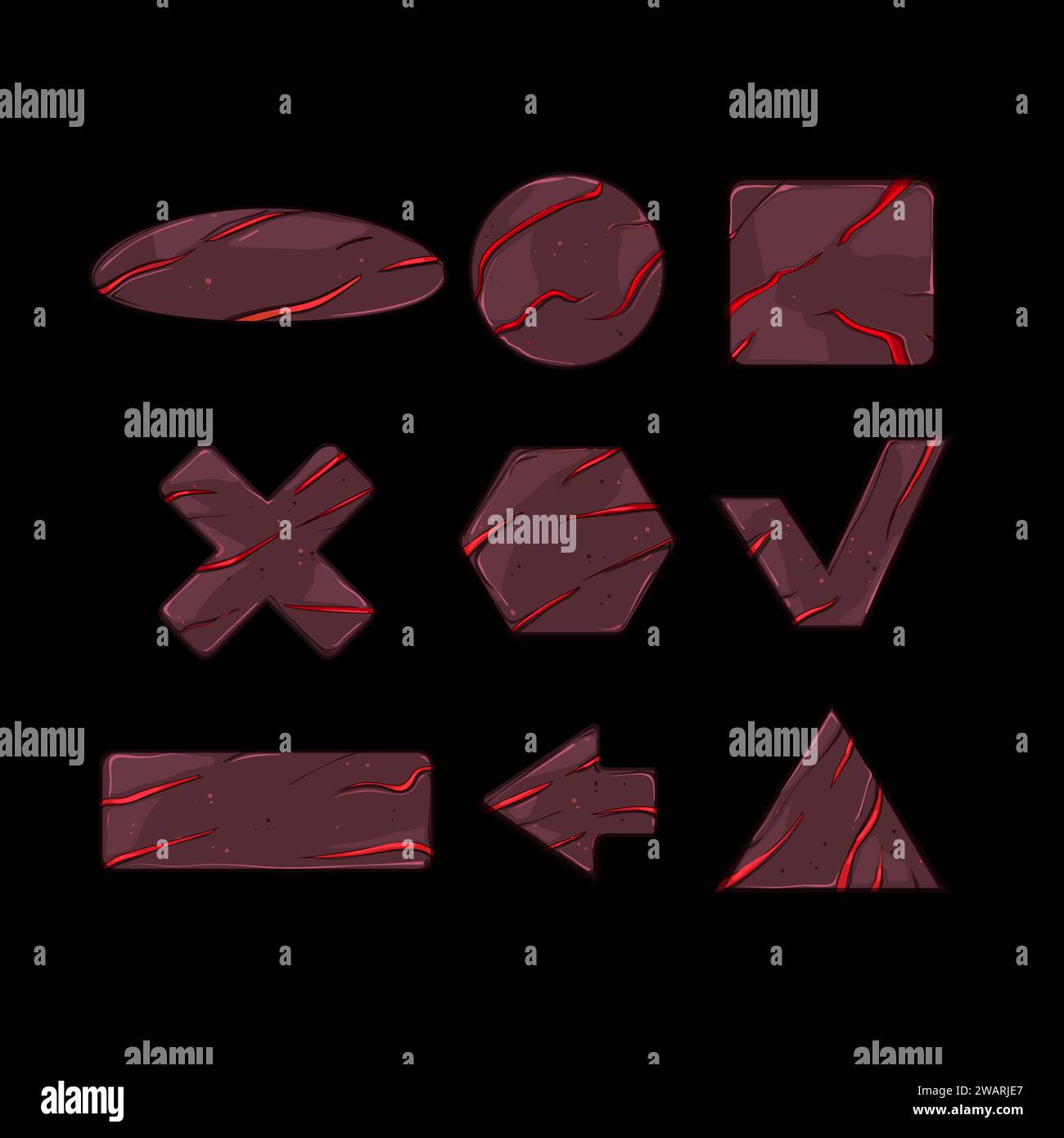 lava game button set cartoon vector illustration Stock Vector Image ...