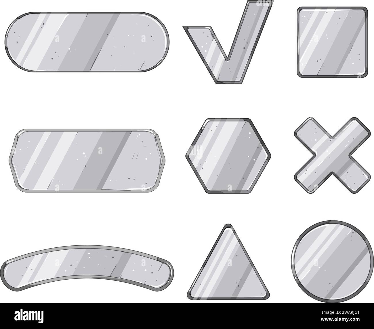metal game button set cartoon vector illustration Stock Vector Image ...