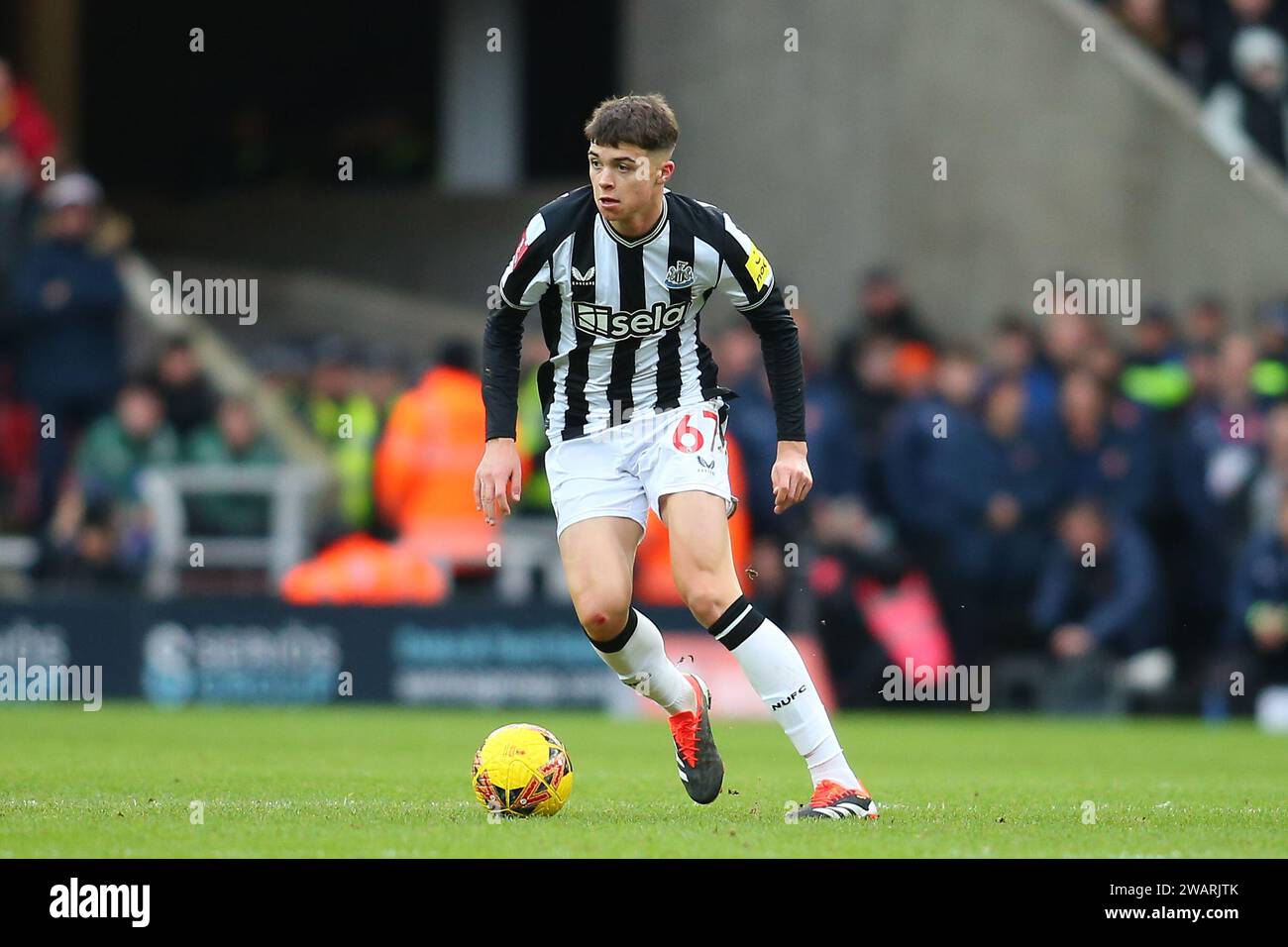 Sunderland on Saturday 6th January 2024. Newcastle United's Lewis Miley ...