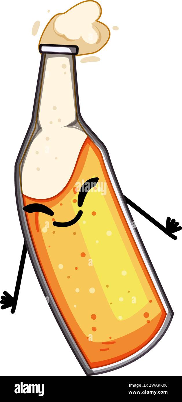 label beer bottle character cartoon vector illustration Stock Vector ...