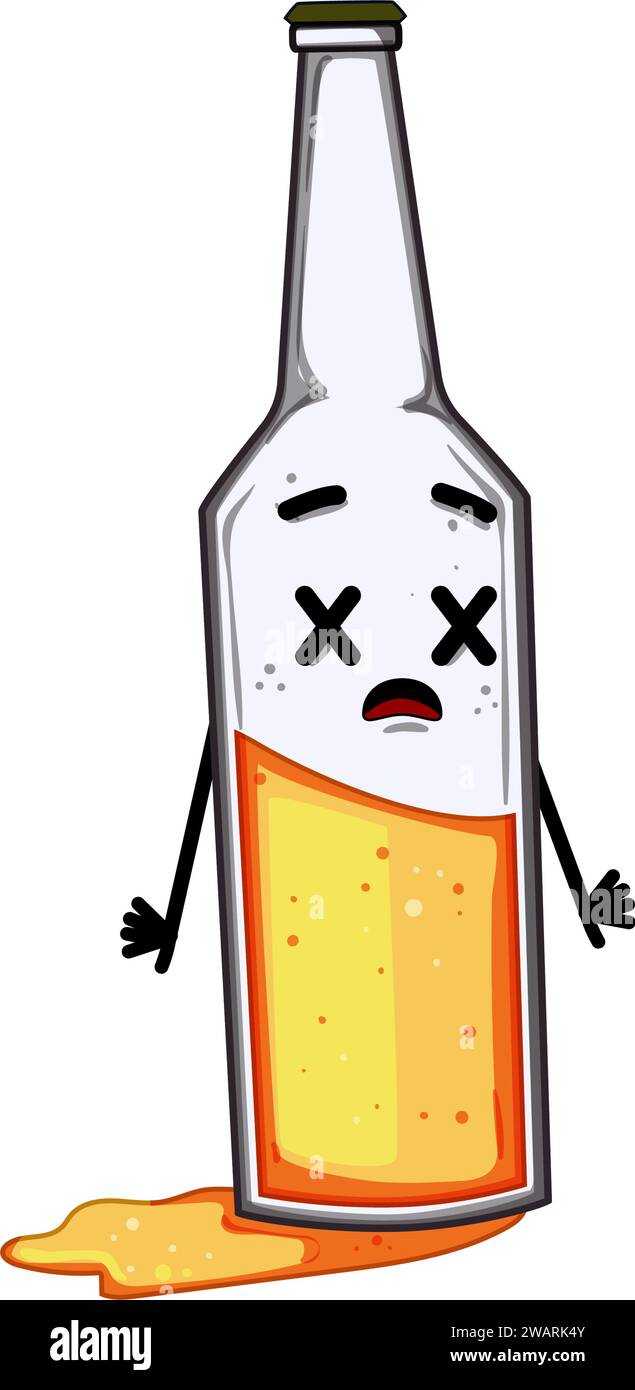 lager beer bottle character cartoon vector illustration Stock Vector ...