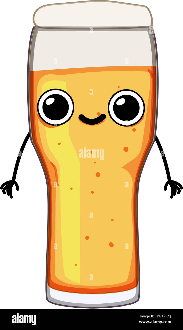 foam beer mug character cartoon vector illustration Stock Vector Image ...