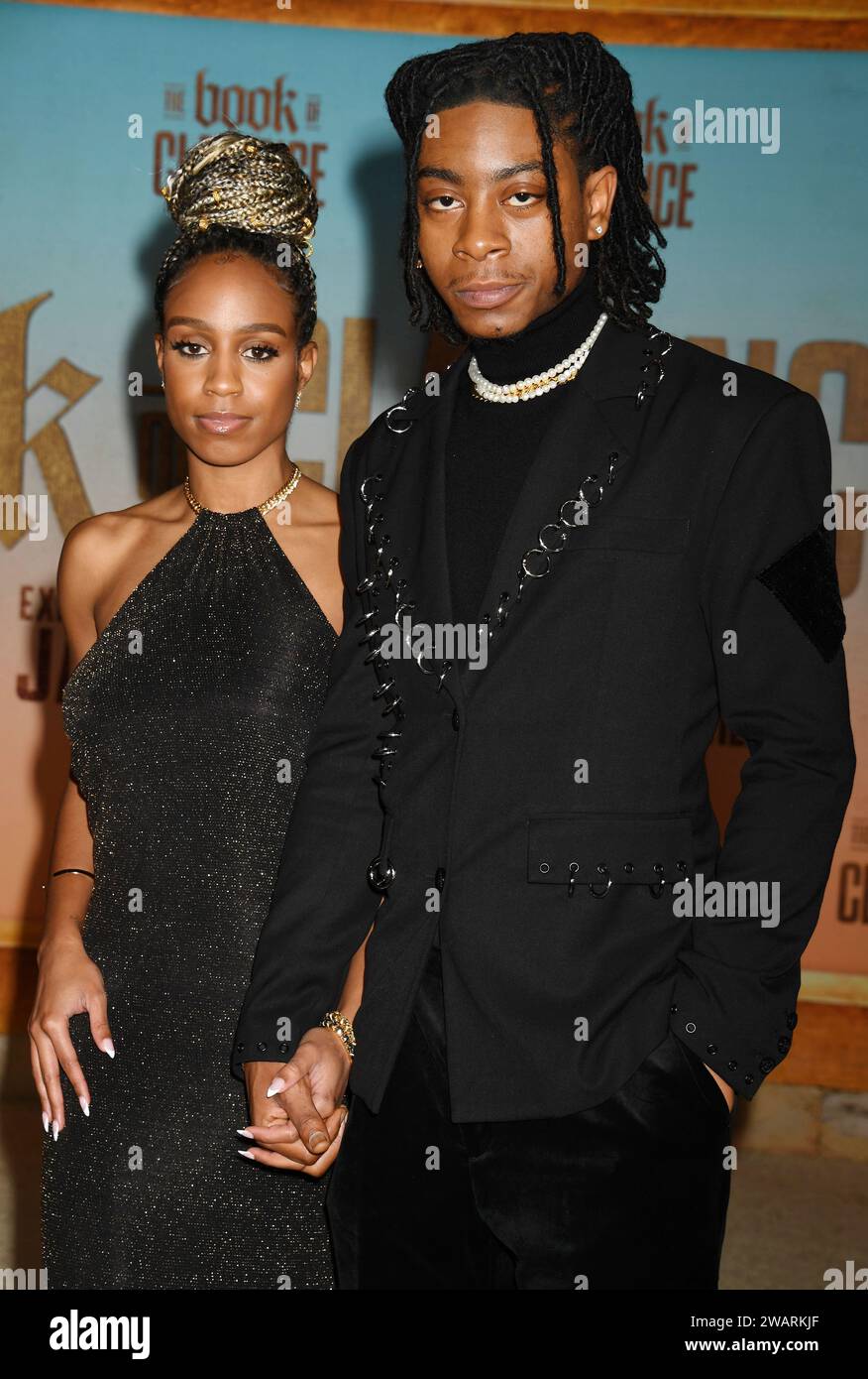 LOS ANGELES, CALIFORNIA - JANUARY 05: RJ Cyler (R) and guest attend the ...