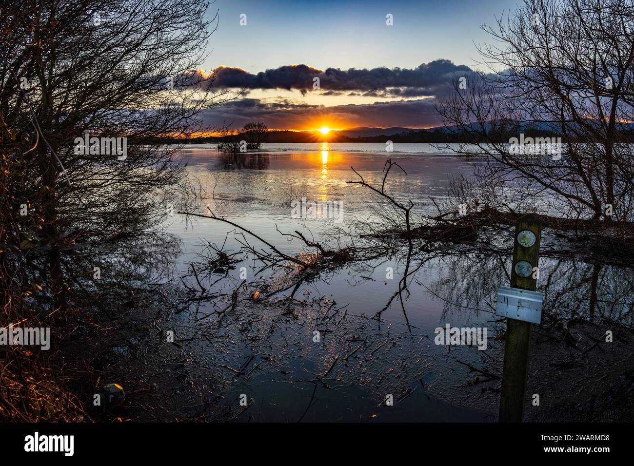 Flooding on the River Severn Floodplain, south of Worcester, during ...