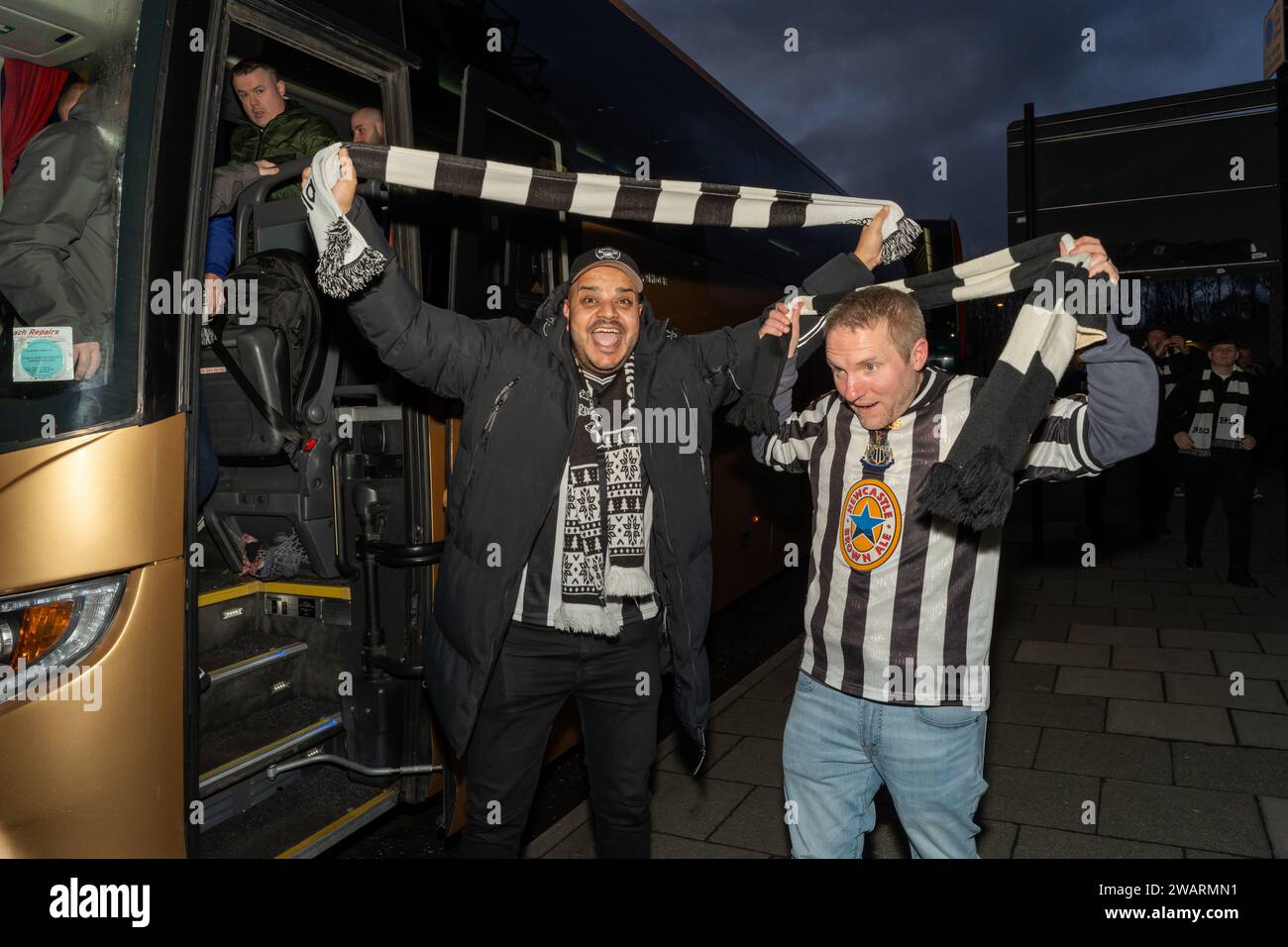 Newcastle upon Tyne, UK. 6th January 2024. Toon fans celebrate, as ...