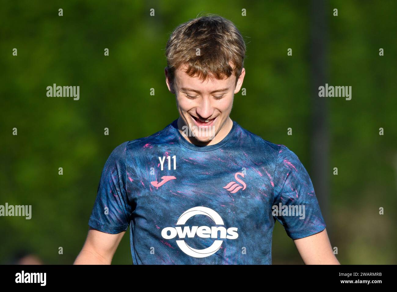 Landore, Swansea, Wales. 6 January 2024. Jacob Cook of Swansea City ...