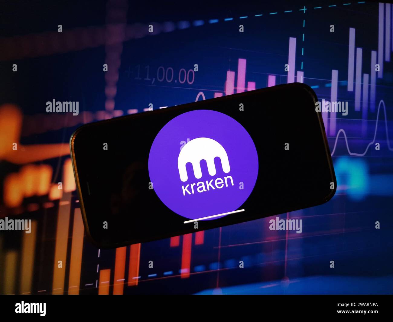 Konskie, Poland - January 05, 2024: Kraken cryptocurrency exchange logo ...