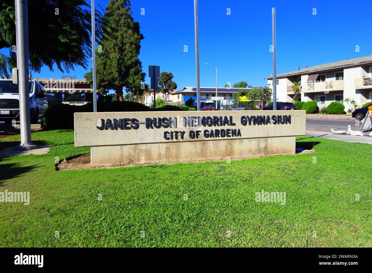 Gardena, California: City of GARDENA James Rush Memorial Gymnasium sign ...