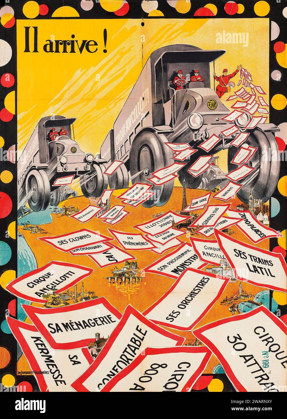 Cirque Ancillotti (c. 1920s) French Circus Poster - "Il arrive! Stock ...