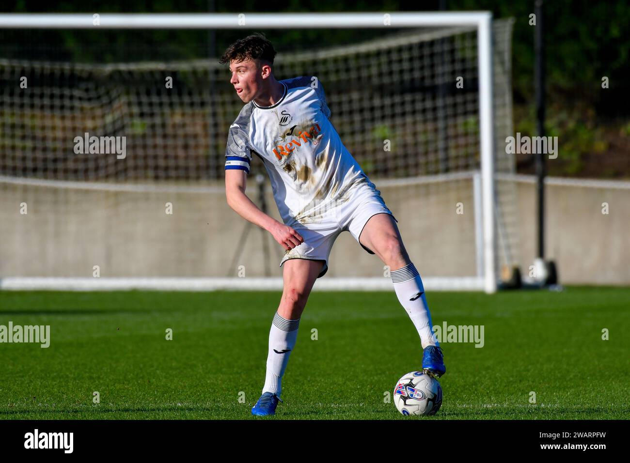 Landore, Swansea, Wales. 6 January 2024. Jack Fanning of Swansea City ...