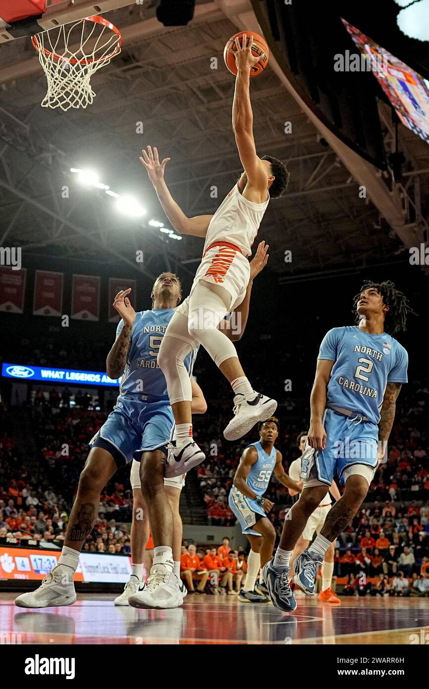 Clemson guard Chase Hunter (1) goes to the basket against North ...