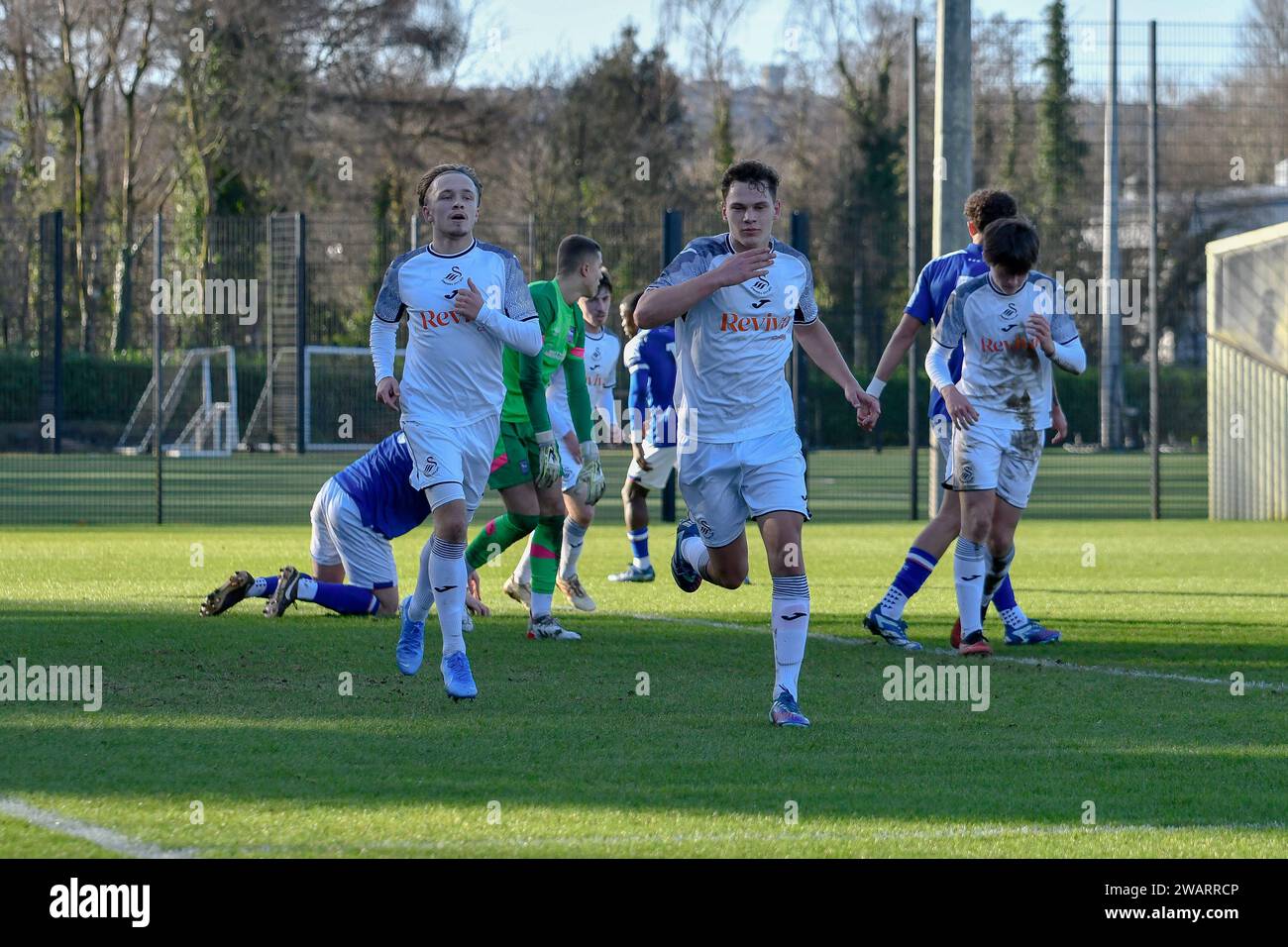 Landore, Swansea, Wales. 6 January 2024. Thomas Woodward of Swansea ...