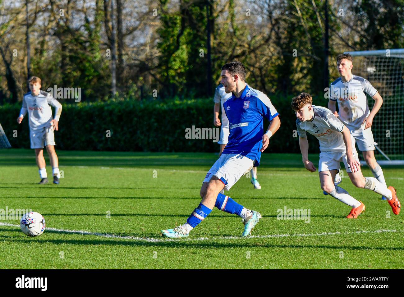 Landore, Swansea, Wales. 6 January 2024. Revin Domi of Ipswich Town in ...