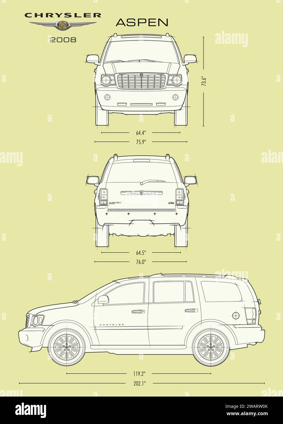 Chrysler Aspen 2008 car blueprint Stock Vector Image & Art - Alamy