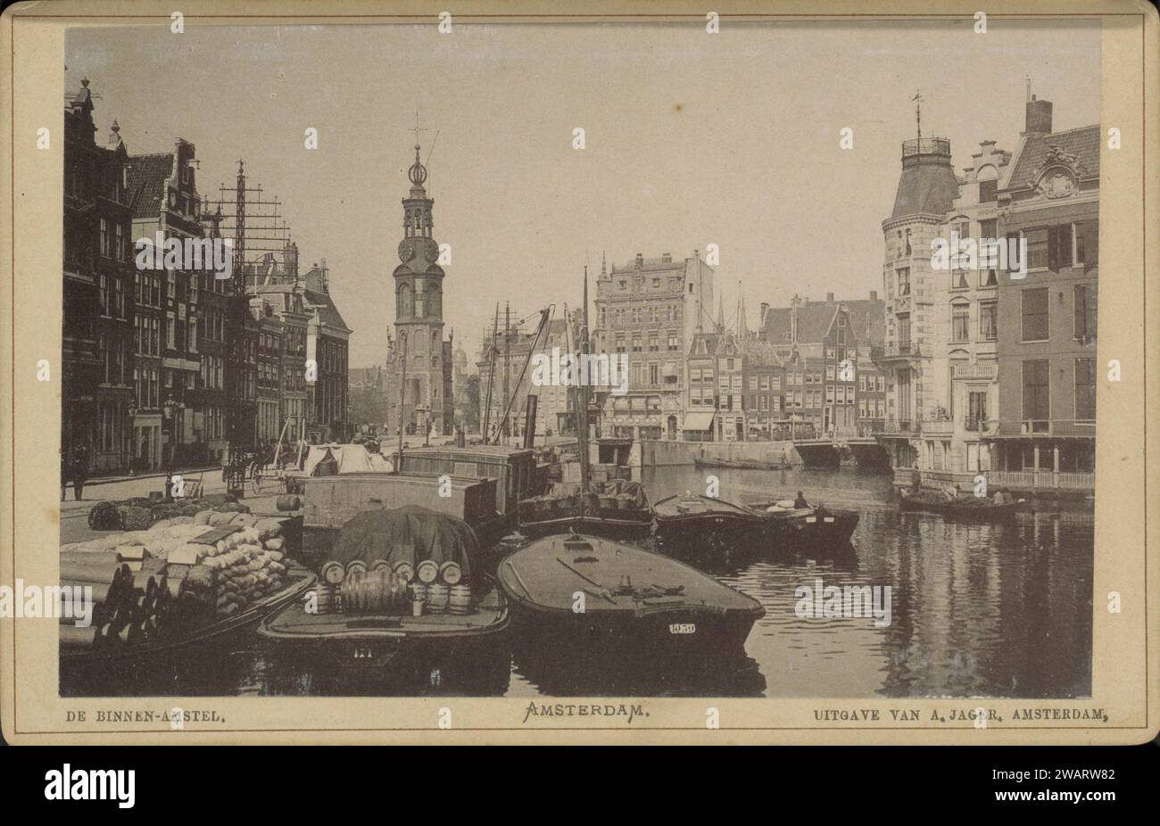 Binnen-Amstel, seen towards Munttoren, Amsterdam, Andries Jager, c ...