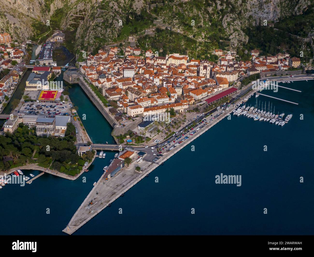 Kotor city beach in bay hi-res stock photography and images - Alamy