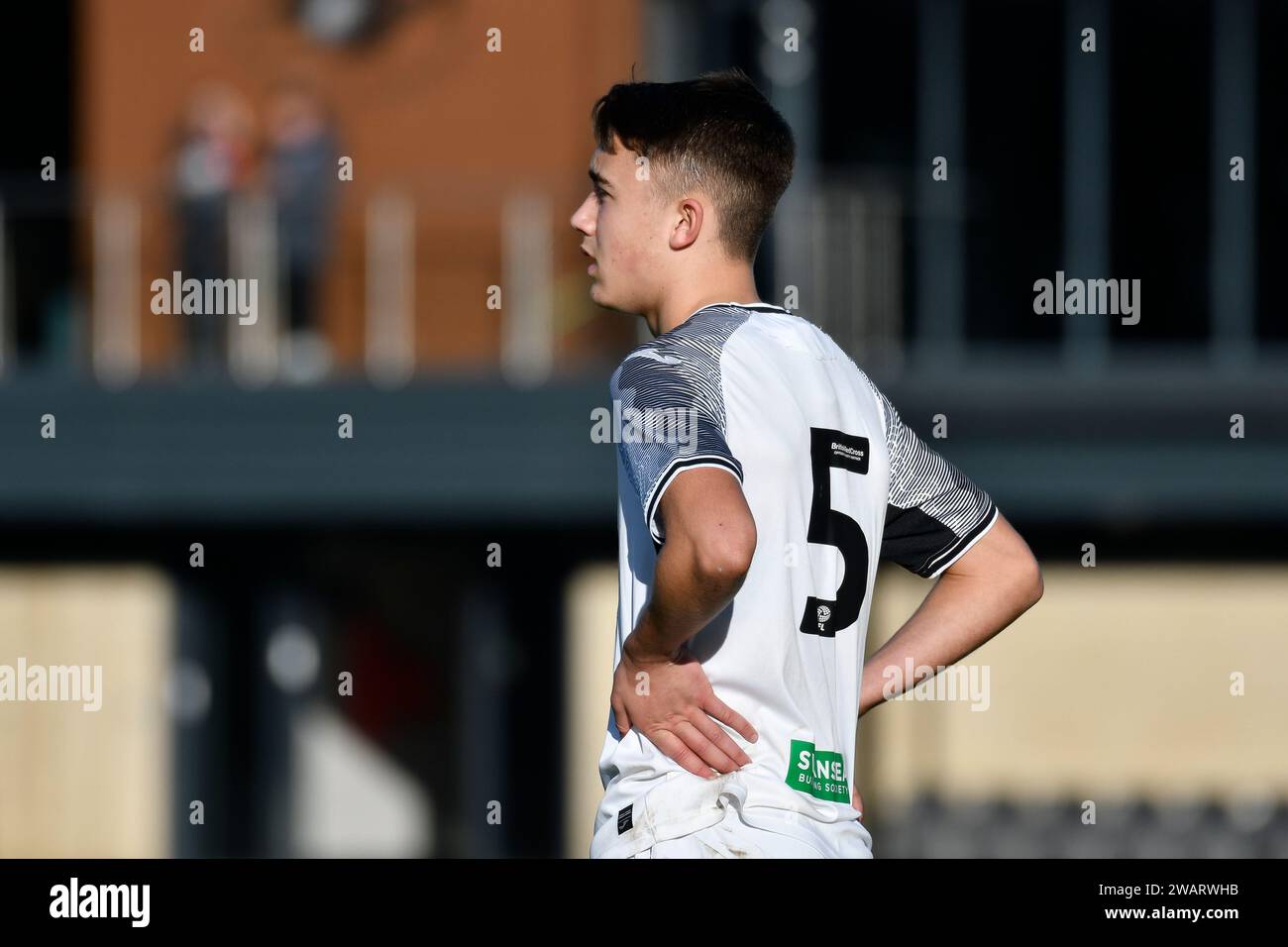 Landore, Swansea, Wales. 6 January 2024. Iestyn Jones of Swansea City ...
