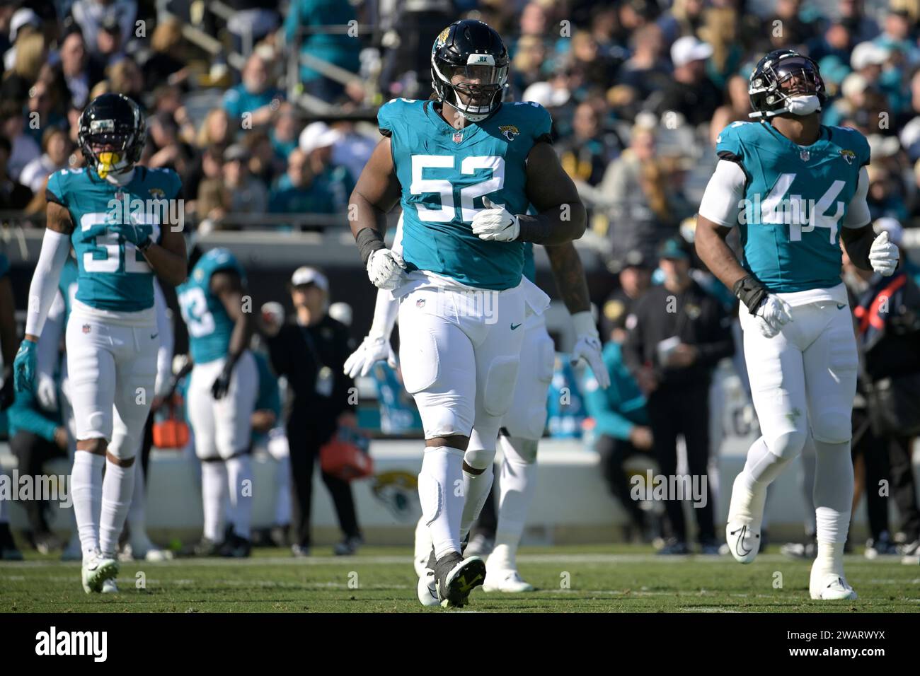 Jacksonville Jaguars cornerback Tyson Campbell (32), defensive tackle ...