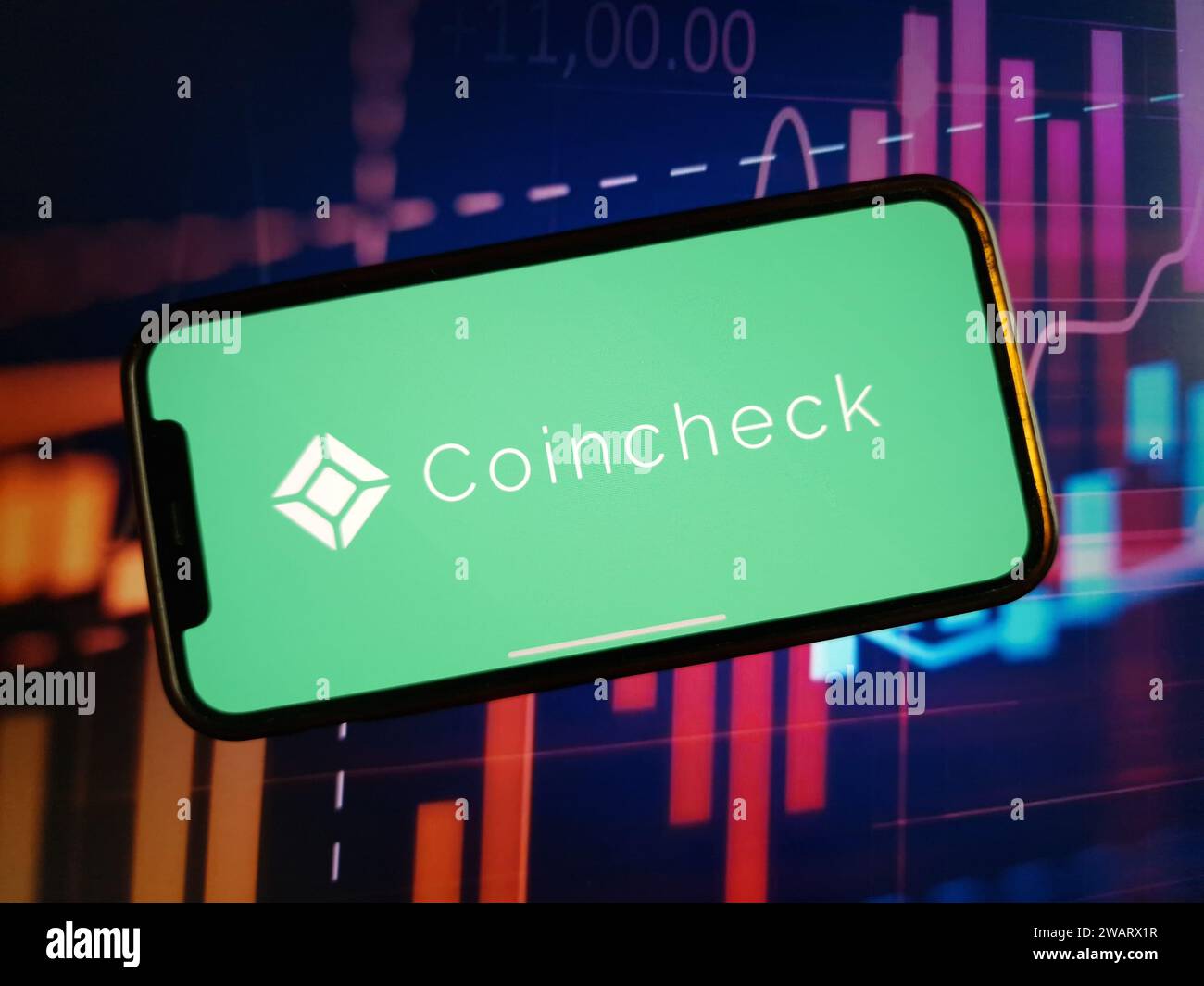 Konskie, Poland - January 05, 2024: Coincheck cryptocurrency exchange logo displayed on ...