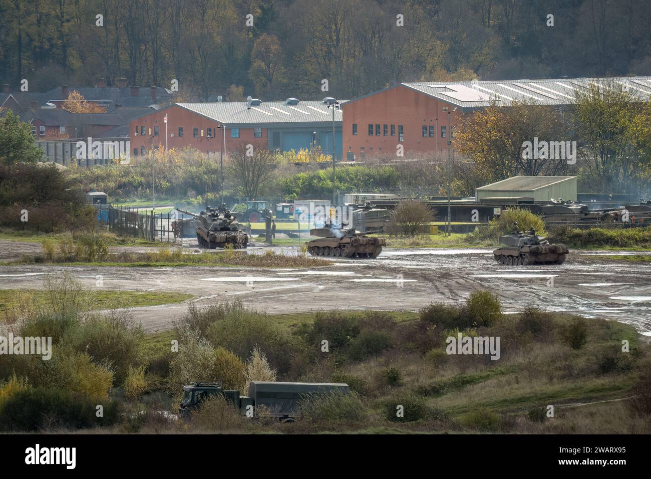 a squadron of British army FV4034 Challenger 2 ii main battle tanks ...