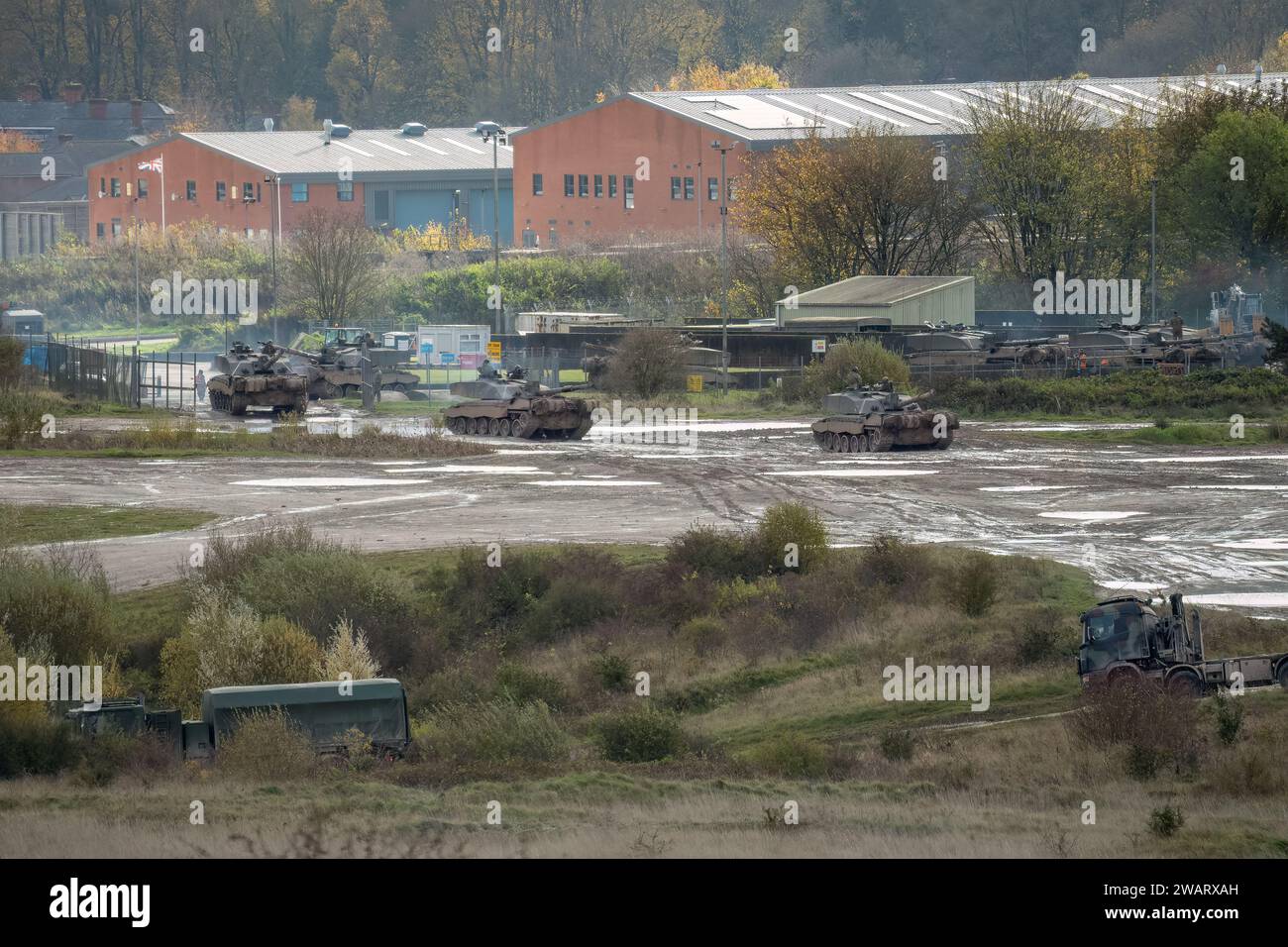 a squadron of British army FV4034 Challenger 2 ii main battle tanks ...