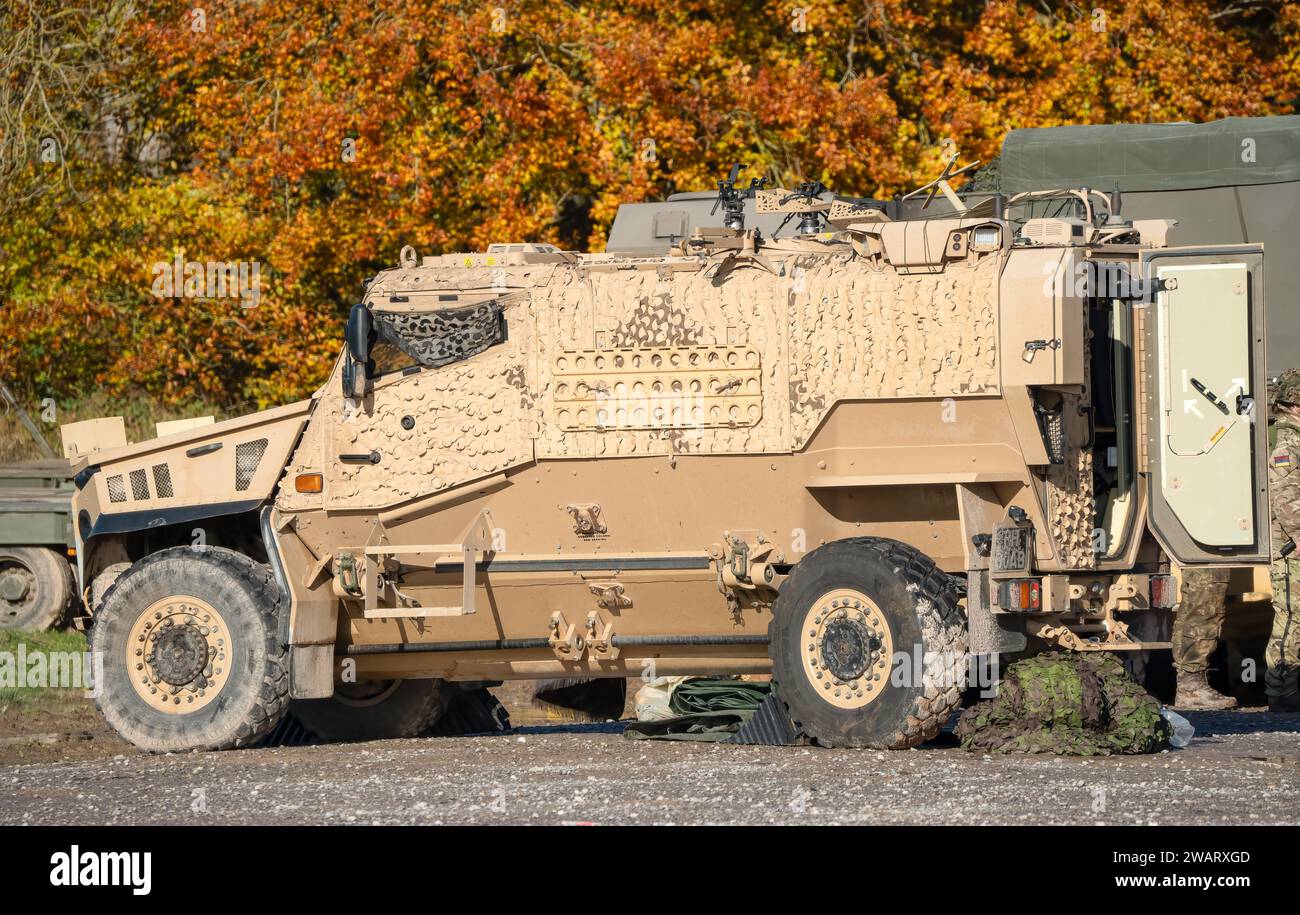 close-up of a British army Foxhound 4x4-wheel drive protected patrol ...
