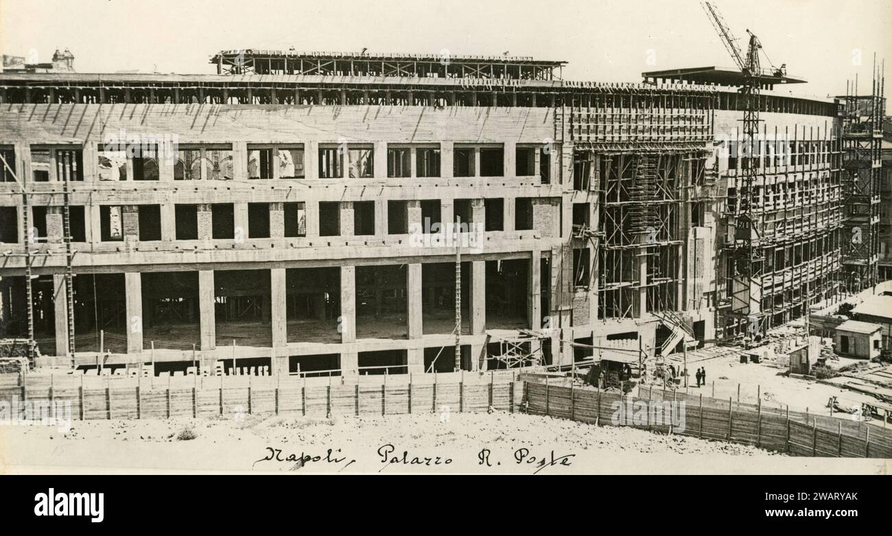 Construction of the post office building, Naples, Italy 1930s Stock ...