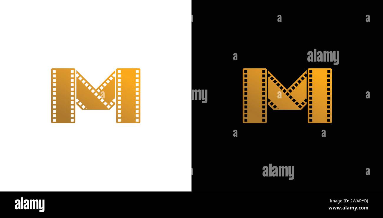 The initial M letter film logo design is unique and modern Stock Vector ...