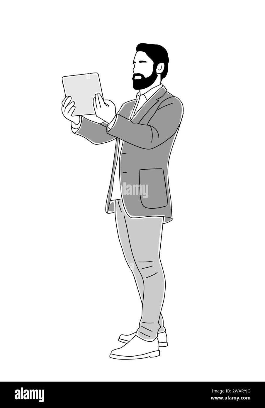 Business Man standing with digital tablet vector Stock Vector Image ...