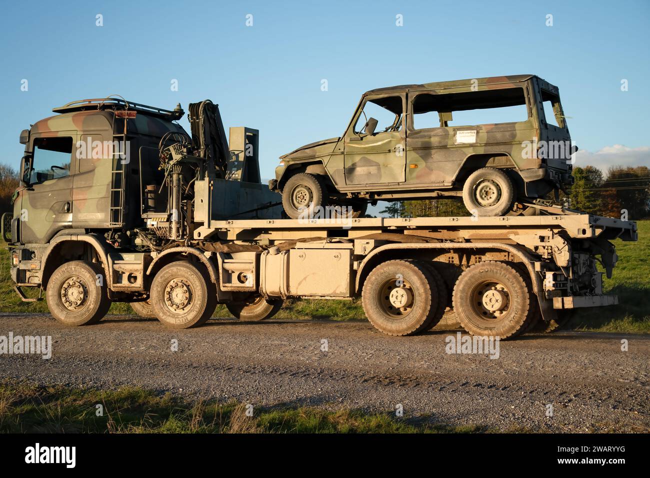 a Dutch (Netherlands) army Scania utility 8x8 truck in action, carrying ...
