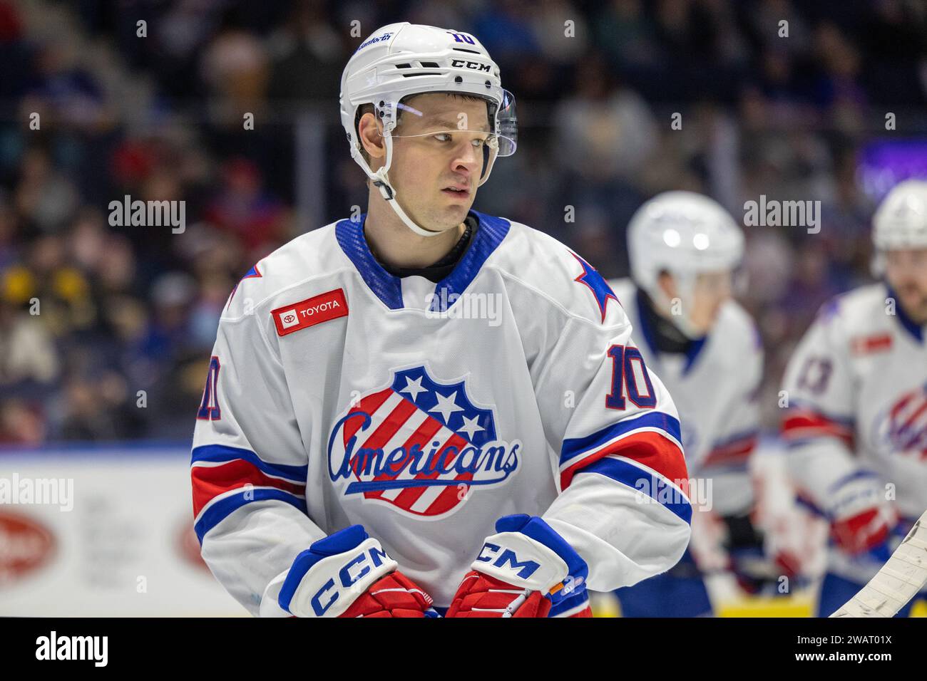 January 5th, 2024: Rochester Americans forward Brandon Biro (10) skates ...